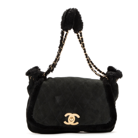 CHANEL | Bags | Chanel Fluffy Desconstructed Logo Flap In Black Suede ...